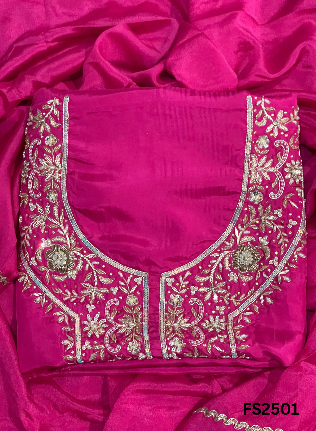 FS2501 | Hot-Pink | Crepe Suit | Wedding | Party Wear | Ring Ceremony ...