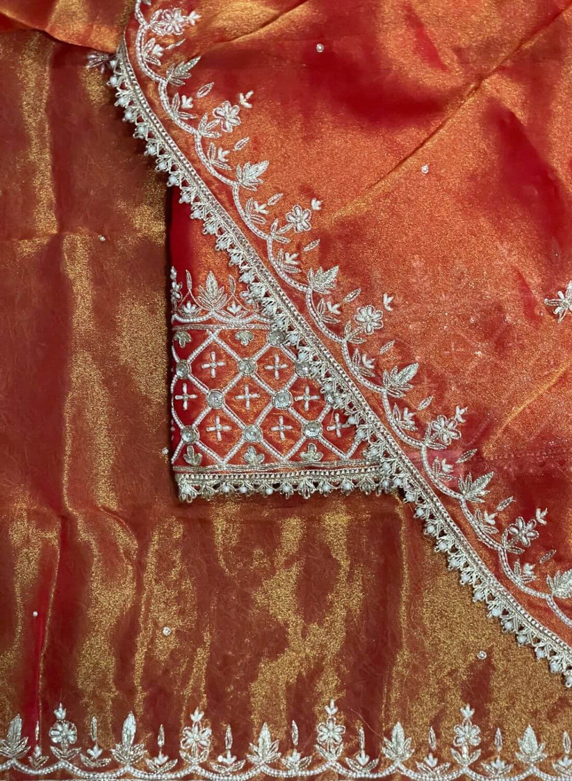 FS209 | Rust | Shimmer Suit | Party Wear | Wedding | Jaggo | Ring Cere ...