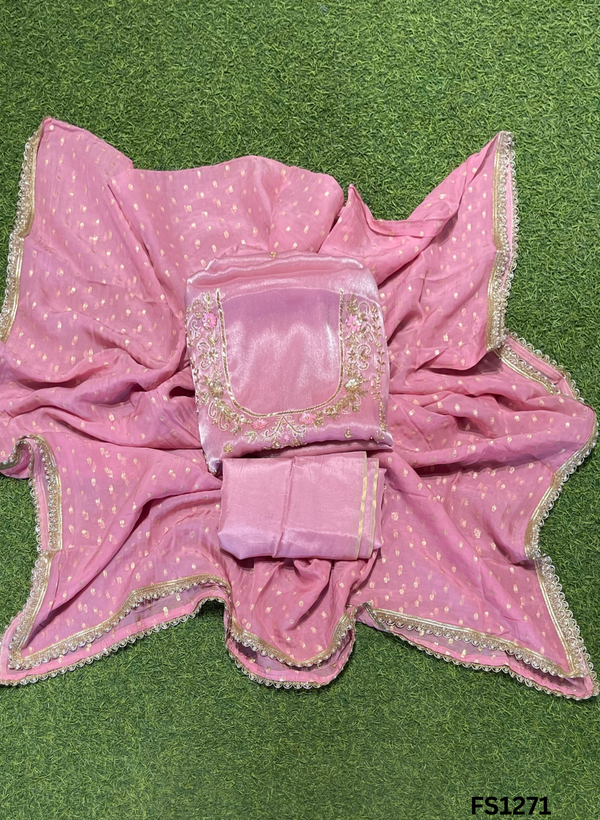 FS1271 | Pink | Shimmer suit | Wedding | Party Wear | Jaggo | Ring Cer ...