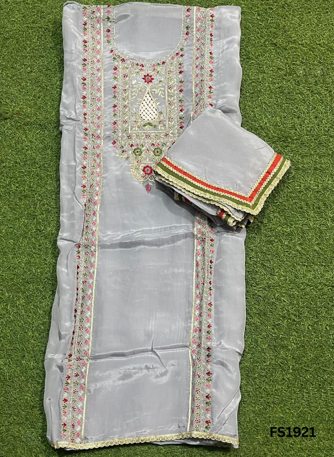 FS1921 | Grey | Silk| Party Wear | Wedding | Jaggo | Ring Ceremony | F ...