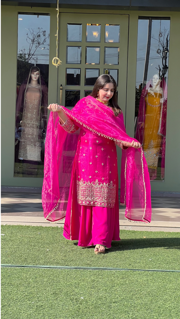 FS276 | Hot pink glass Shimmer Suit | Party Wear | Wedding | Jaggo | R ...