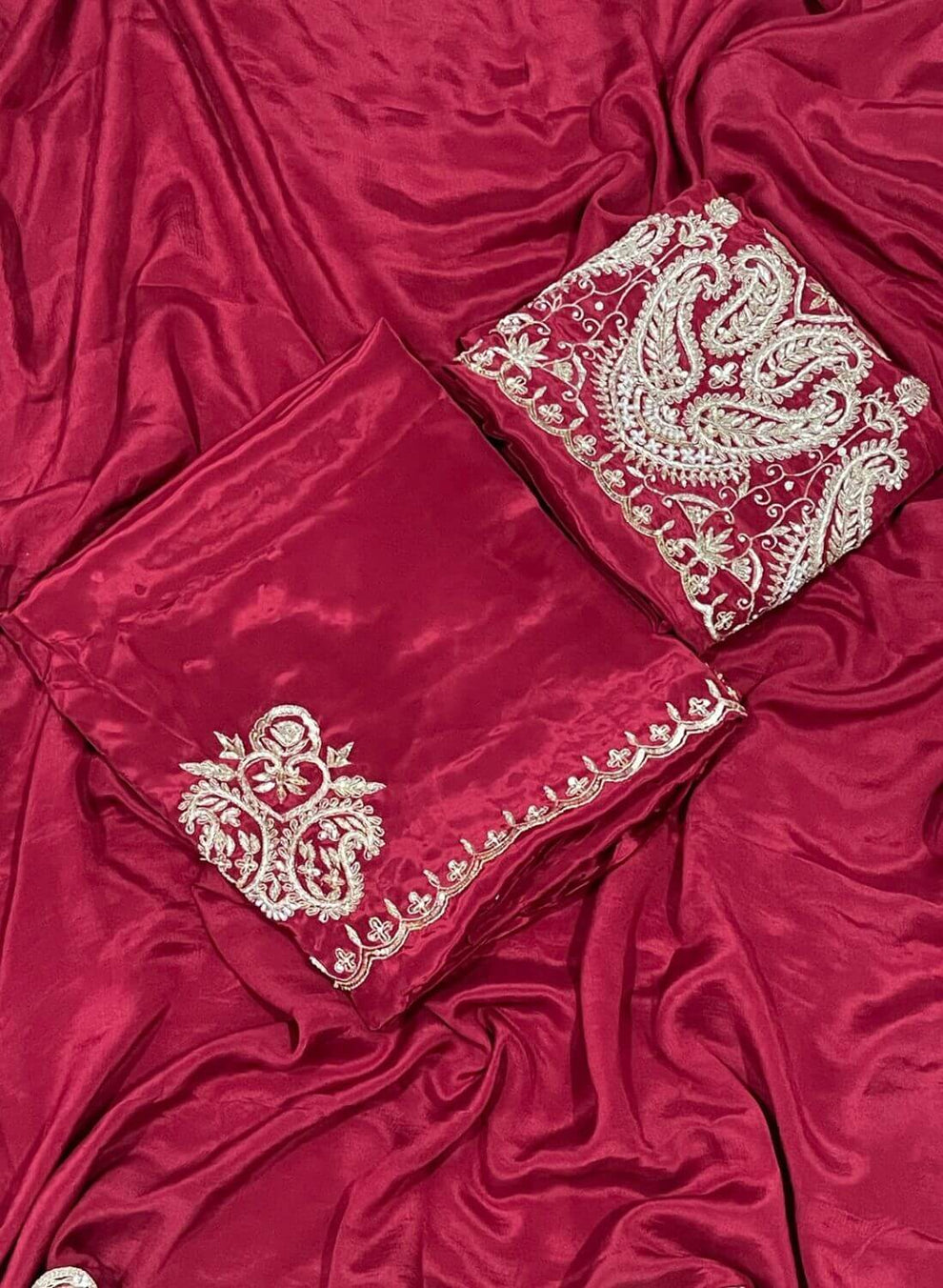 FS196 | Mehroon Crepe | Crepe Suit | Wedding | Party Wear | Ring Cerem ...