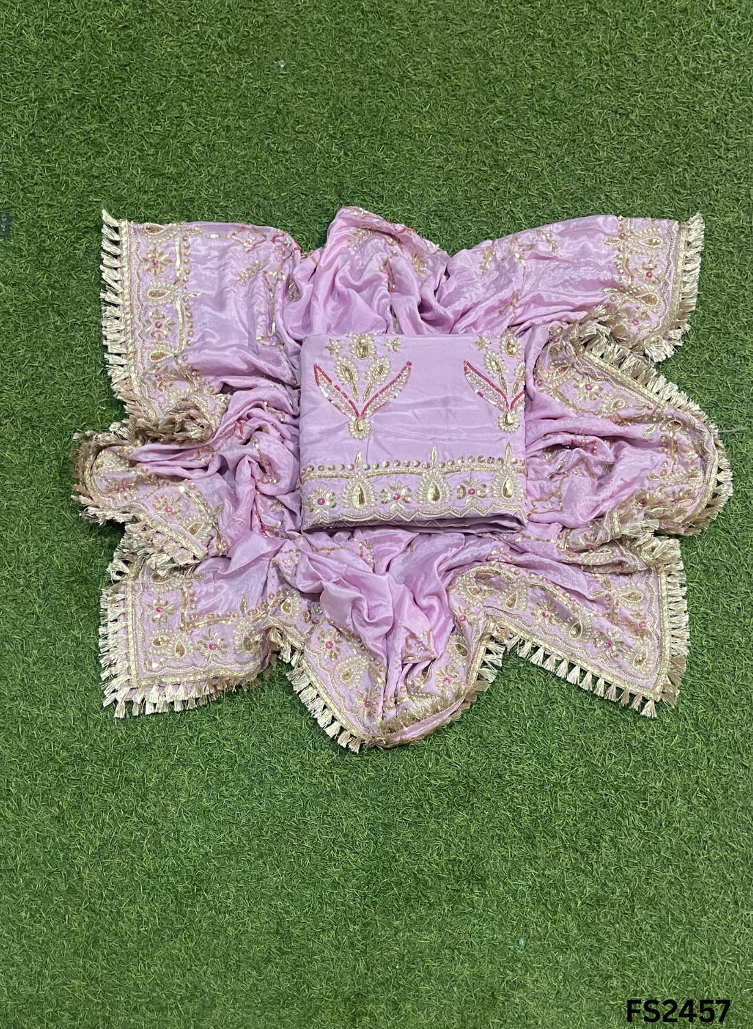 FS2457 | Levender | Raw Silk | Party Wear | Wedding | Jaggo | Ring Cer ...