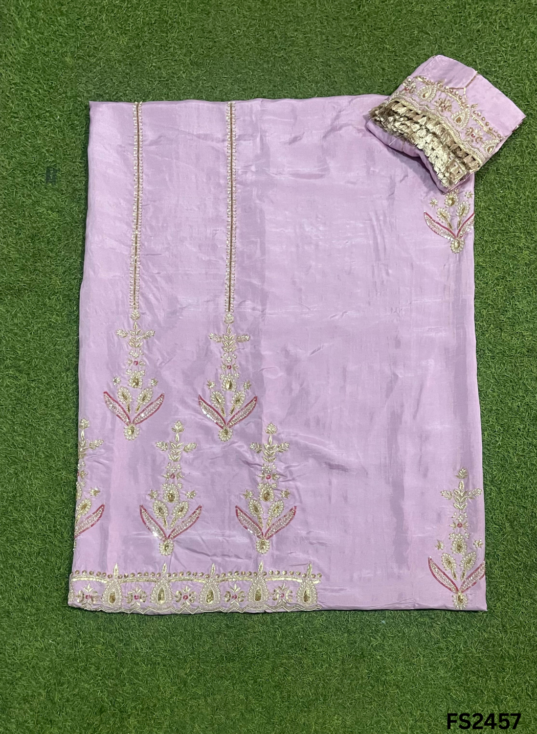 FS2457 | Levender | Raw Silk | Party Wear | Wedding | Jaggo | Ring Cer ...