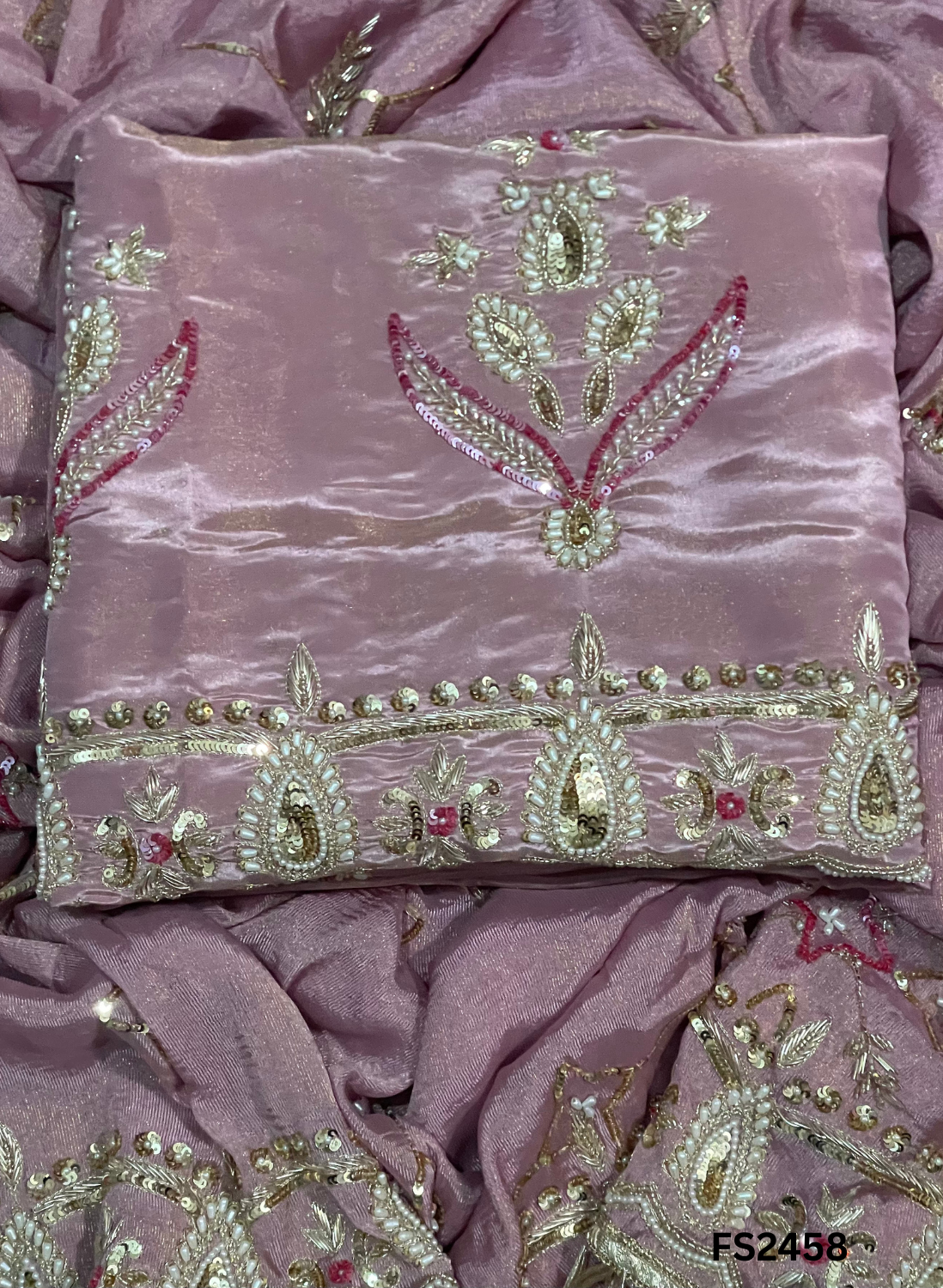 FS2458 | Onion-Pink | Shimmer Suit | Party Wear | Wedding | Jaggo | Ri ...