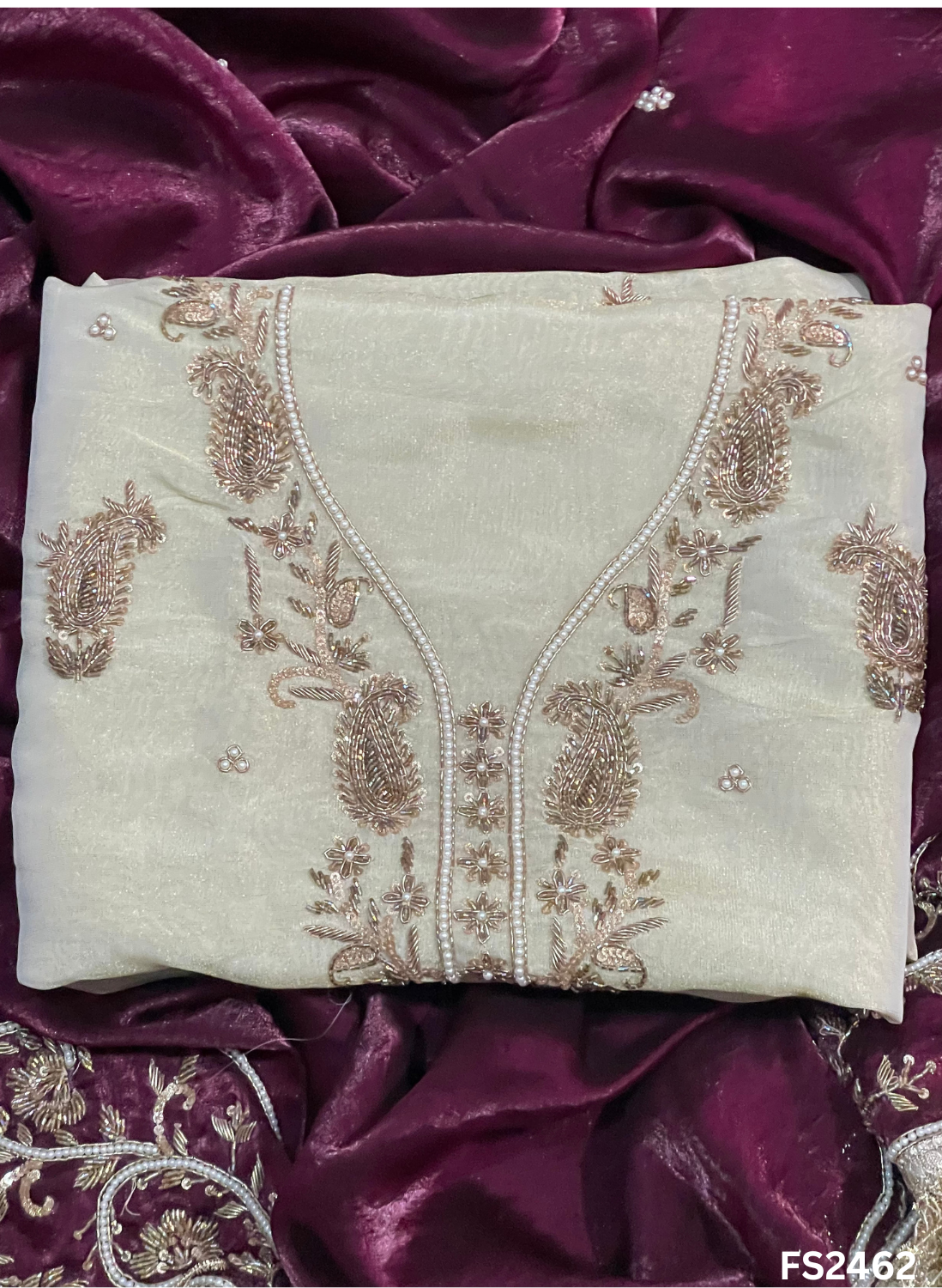 FS2462 | Golden | Shimmer Suit | Party Wear | Wedding | Jaggo | Ring C ...