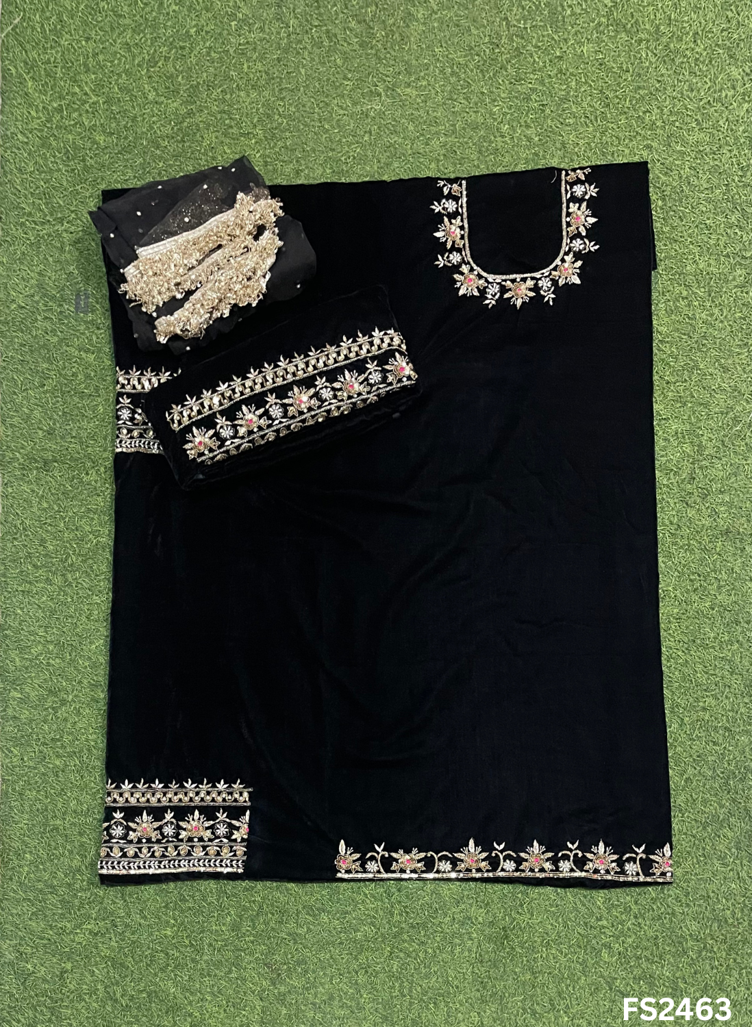 FS2463 | Black | Velvet suite | Pure velvet | Wedding | Party Wear | J ...